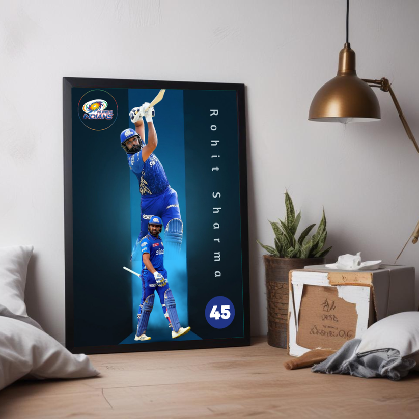 Rohit Sharma Framed Poster – Premium Cricket Wall Art